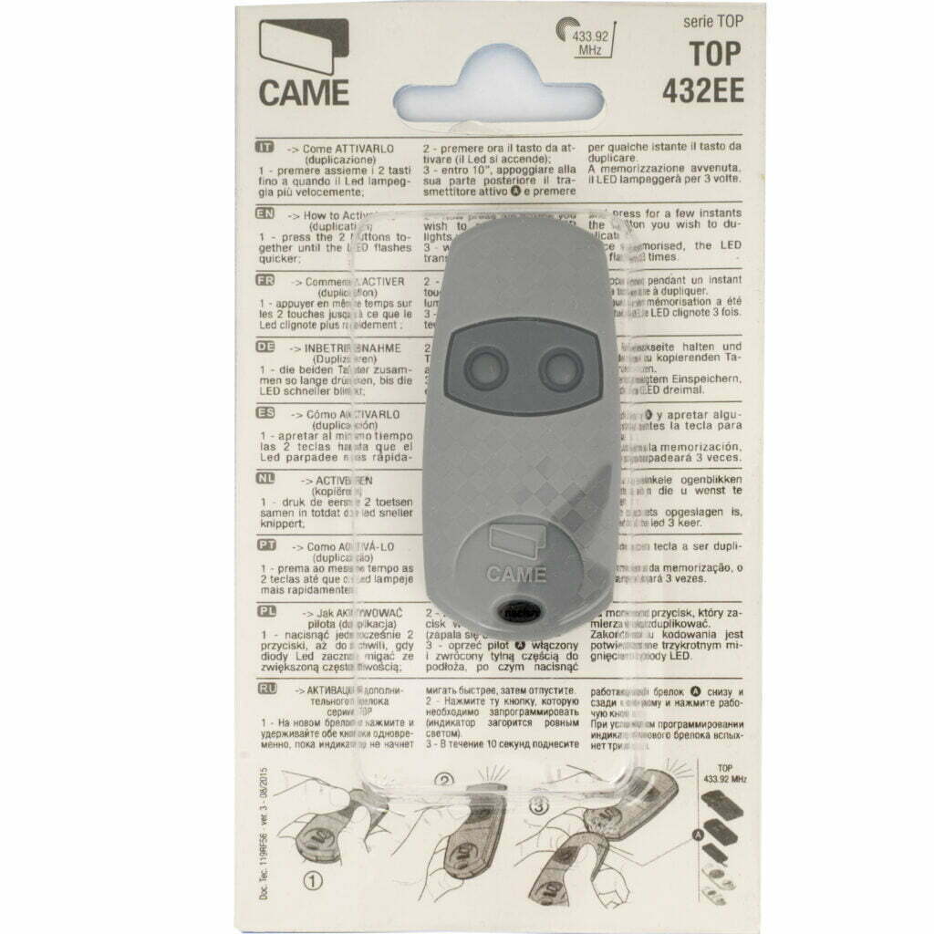 CAME Gate Grey Remote Control TOP-432EE | National Garage